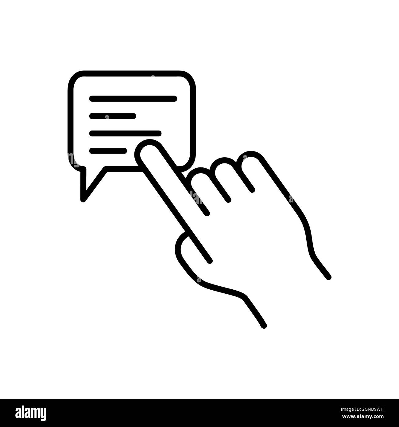 Chatting icon. Human talking with talk bubble. Black stroke isolated on ...