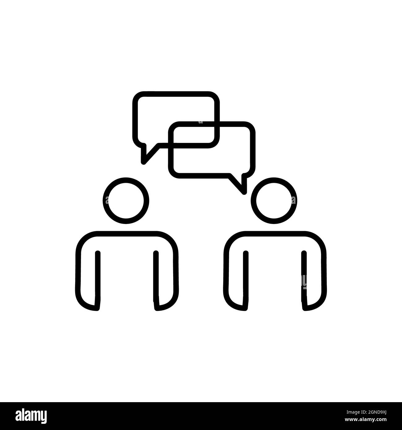 Business meeting icon. Flat talk pictogram for web. Line stroke. Simple ...