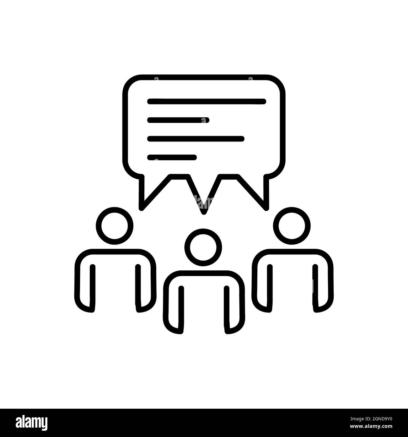 Business meeting icon. Flat talk pictogram for web. Line stroke. Simple ...