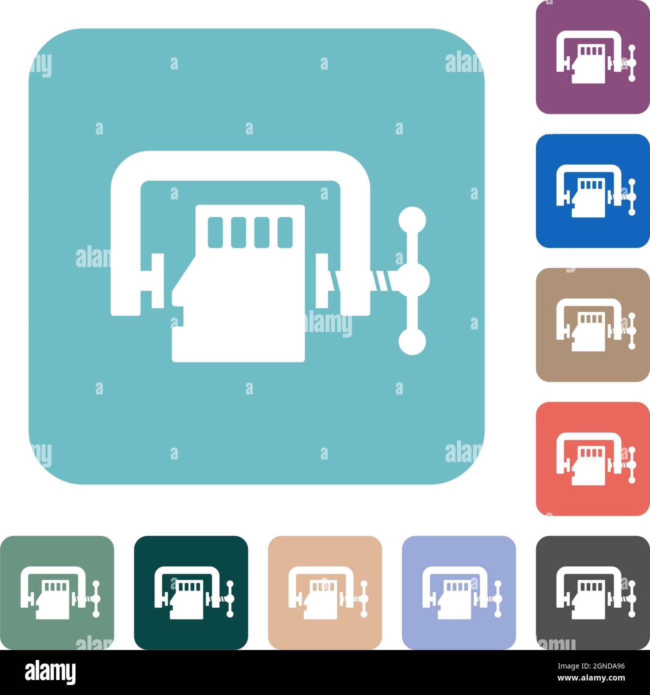 Micro sd memory card compress solid white flat icons on color rounded square backgrounds Stock ...