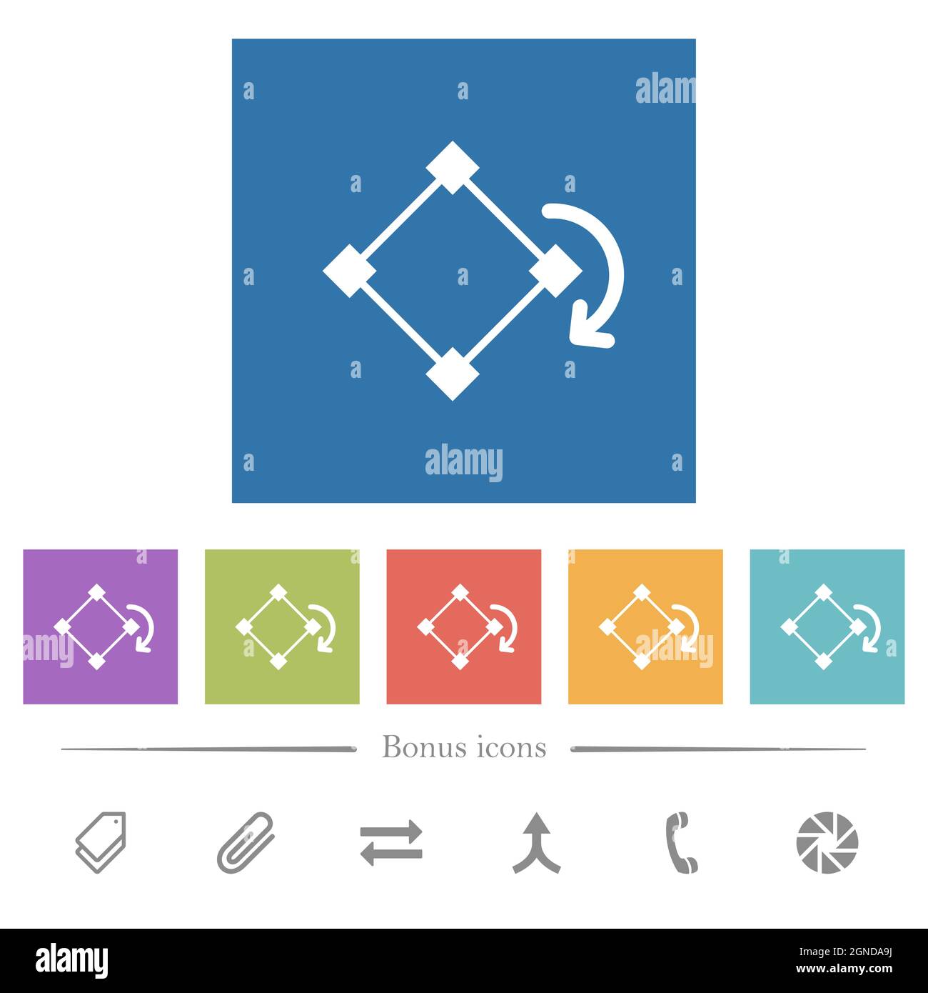 Rotate element flat white icons in square backgrounds. 6 bonus icons ...