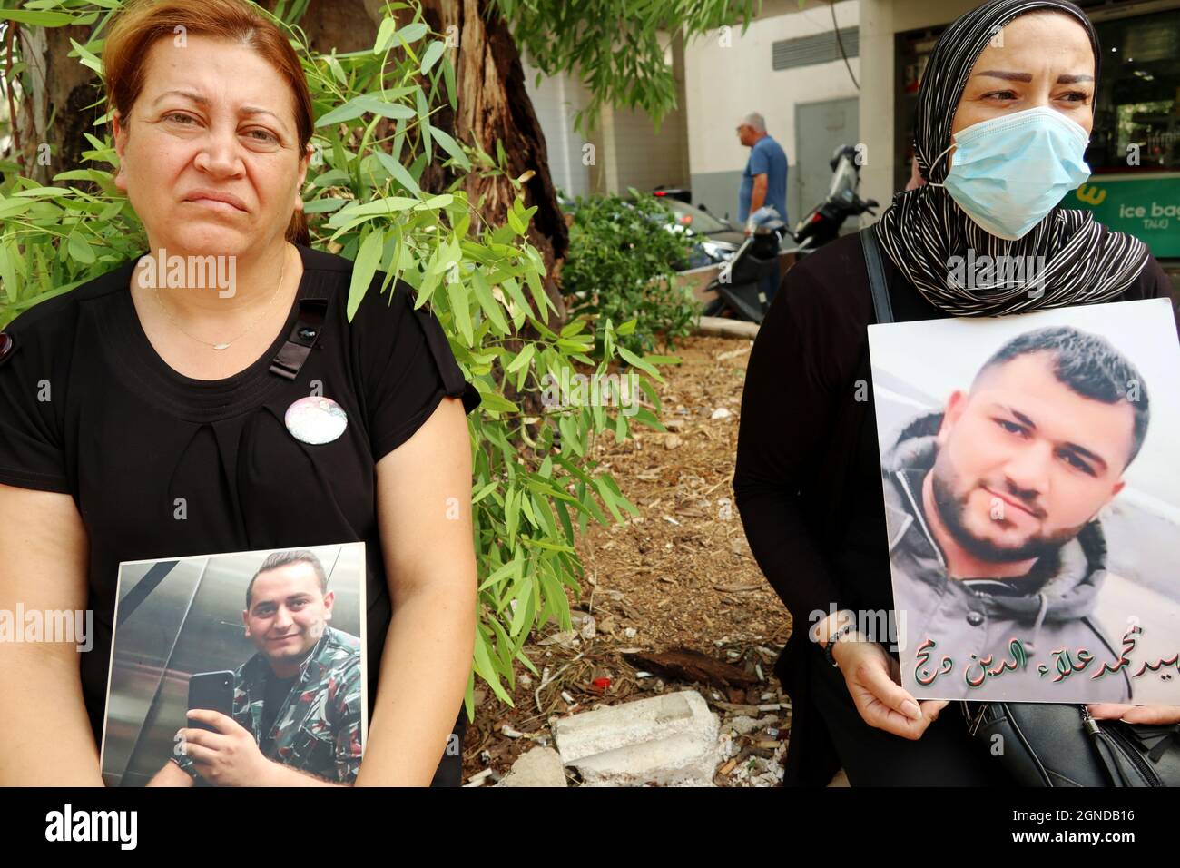 Families of the victims of Beirut port’s explosion gather outside ...
