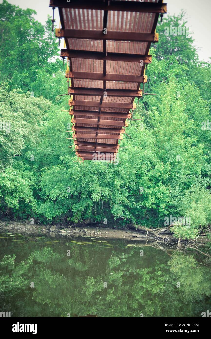 Hanging bridge from below Stock Photo - Alamy