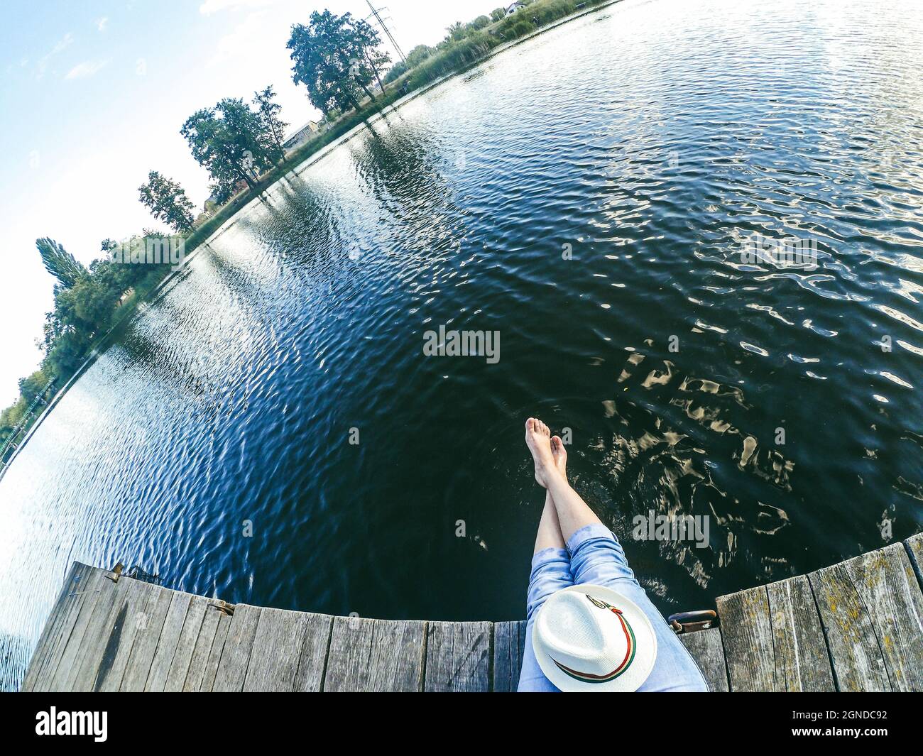 Feet in blue jeans hi-res stock photography and images - Alamy