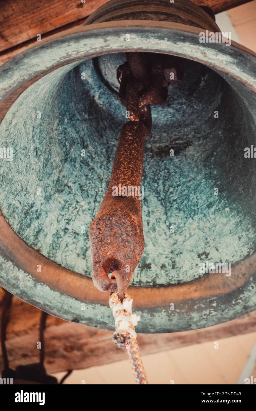 rusty old bell bottom view Stock Photo - Alamy