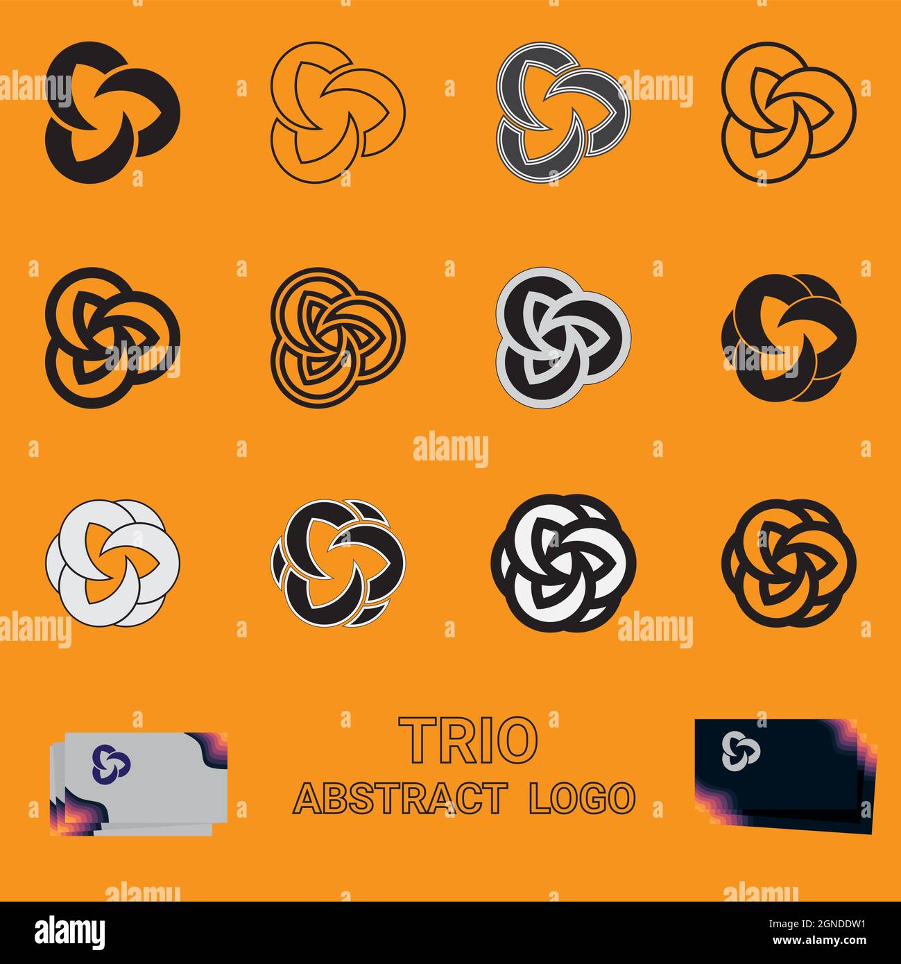 Icon set. Trio abstract logo. Vector illustration. Examples of logos ...