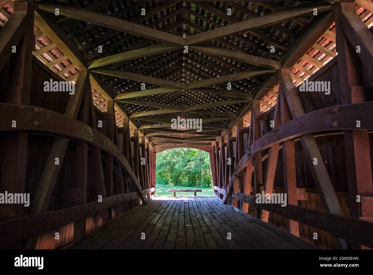Possum Bottom Covered Bridge Interior - Dana - Indiana Stock Photo - Alamy