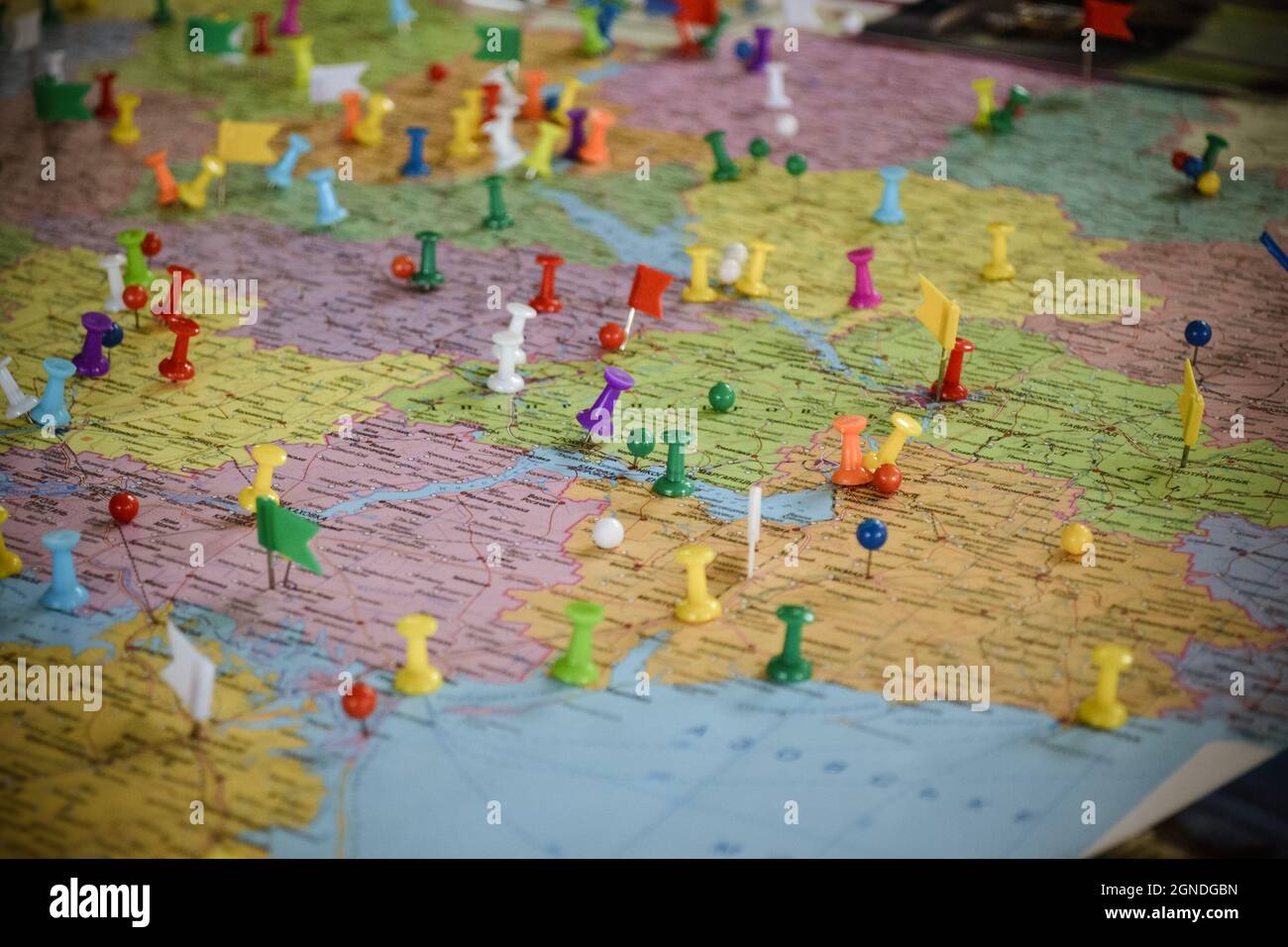 map with pins Stock Photo - Alamy