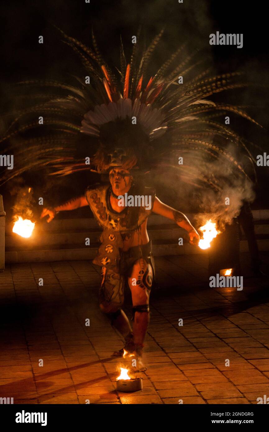 CHICHEN ITZA, MEXICO - FEB 25, 2016: Native mayan dancer performance ...