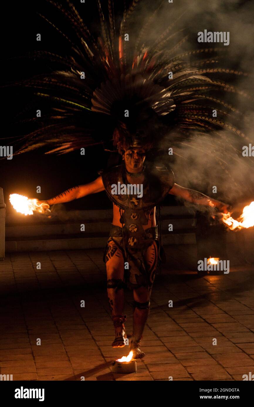 CHICHEN ITZA, MEXICO - FEB 25, 2016: Native mayan dancer performance ...