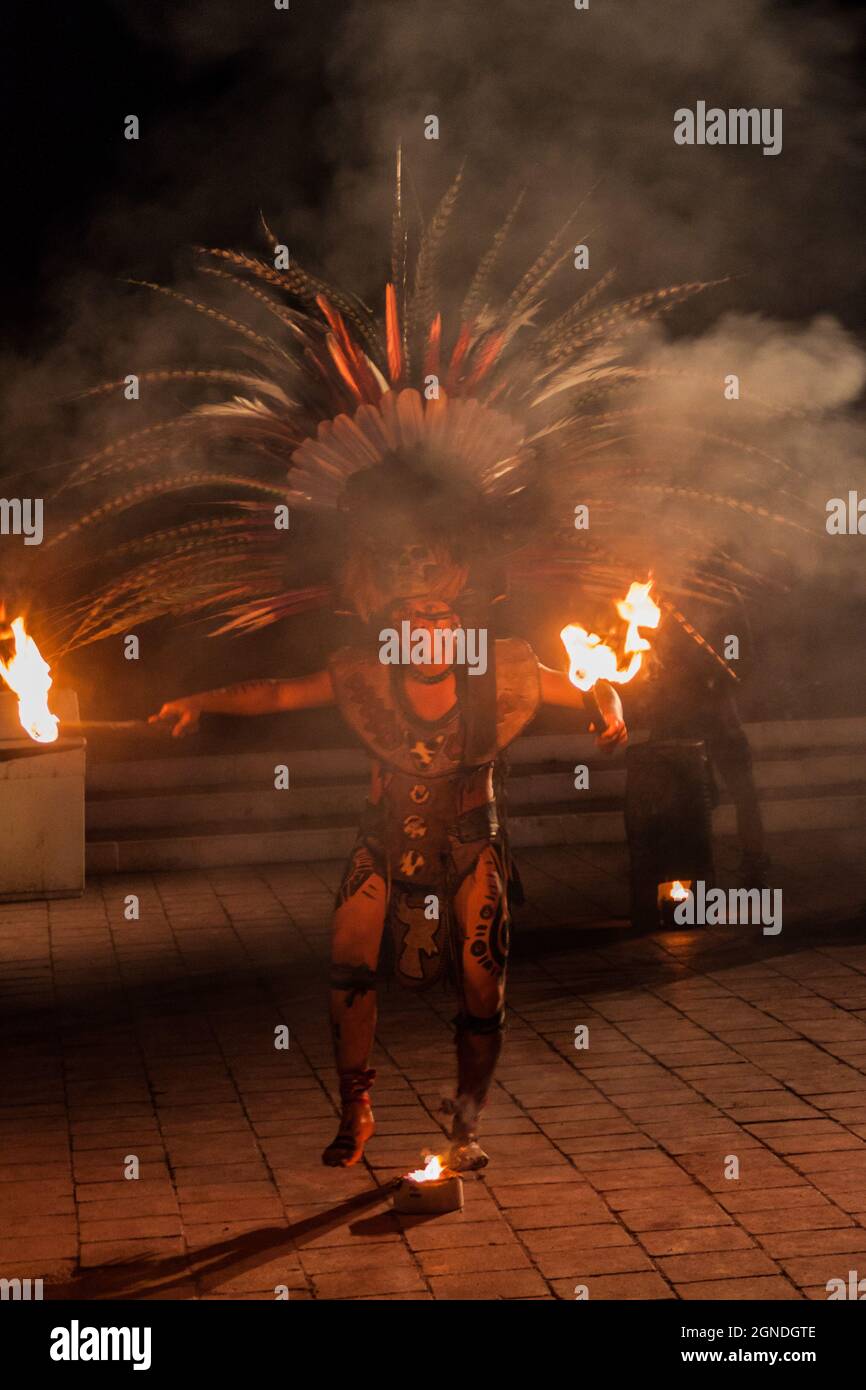 CHICHEN ITZA, MEXICO - FEB 25, 2016: Native mayan dancer performance ...