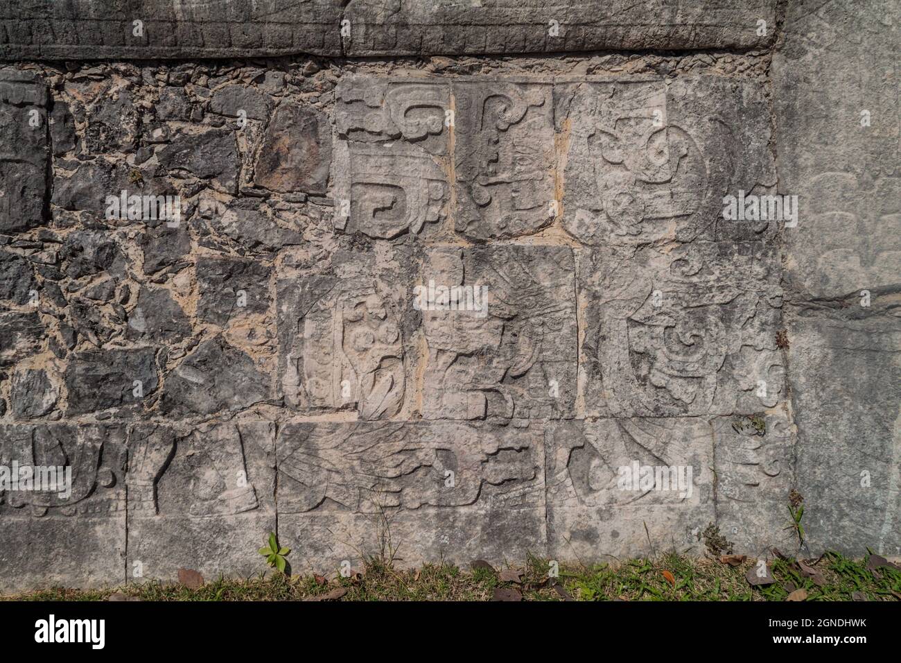 Reliefs of the players at the great ball game court at the ...