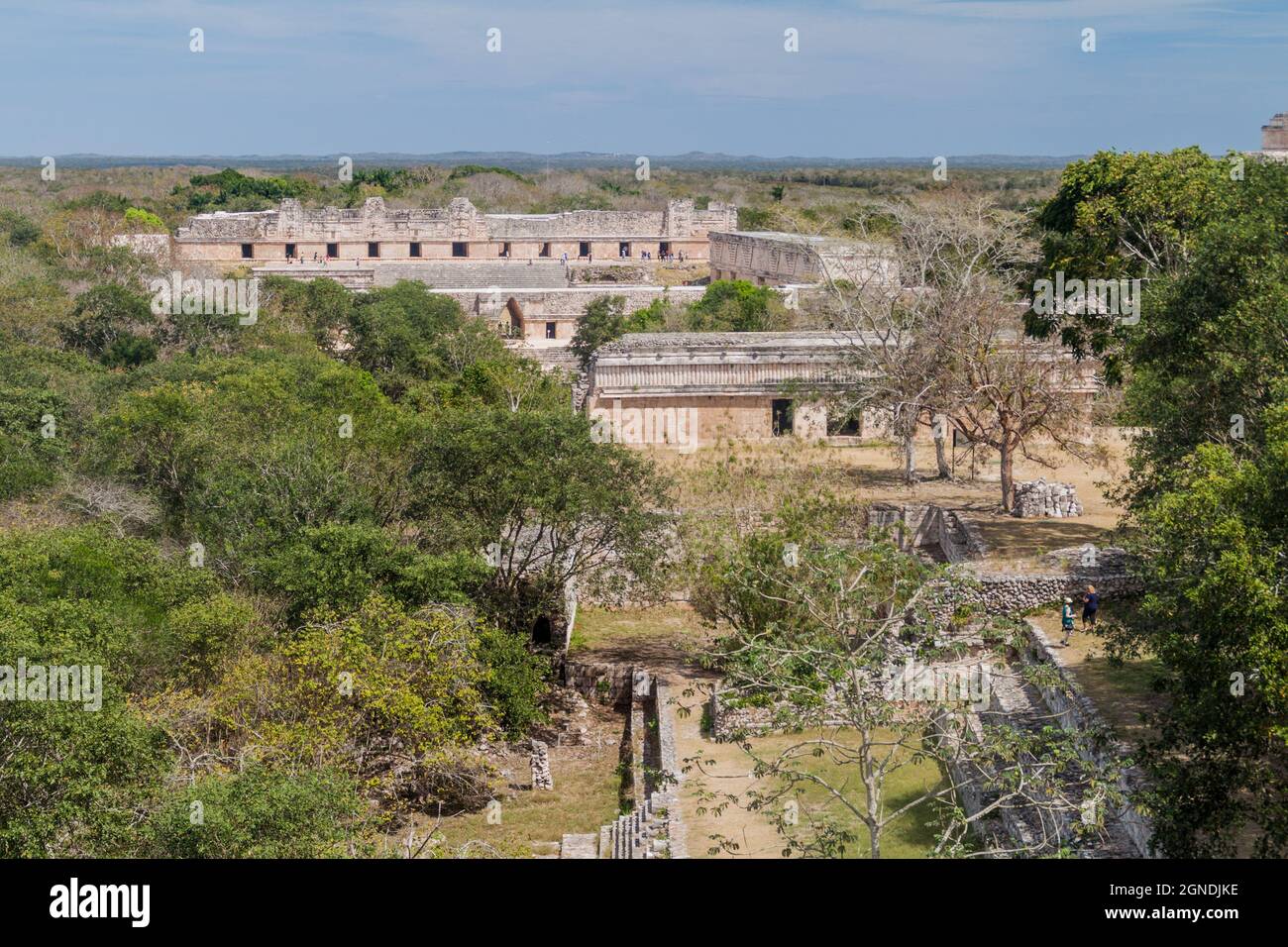 Aerial view of the ruins of the ancient Mayan city Uxmal, Mexico Stock ...