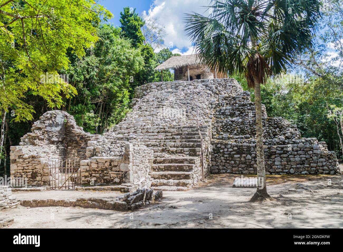 Pyramid of the Painted Lintel at the ruins of the Mayan city Coba ...