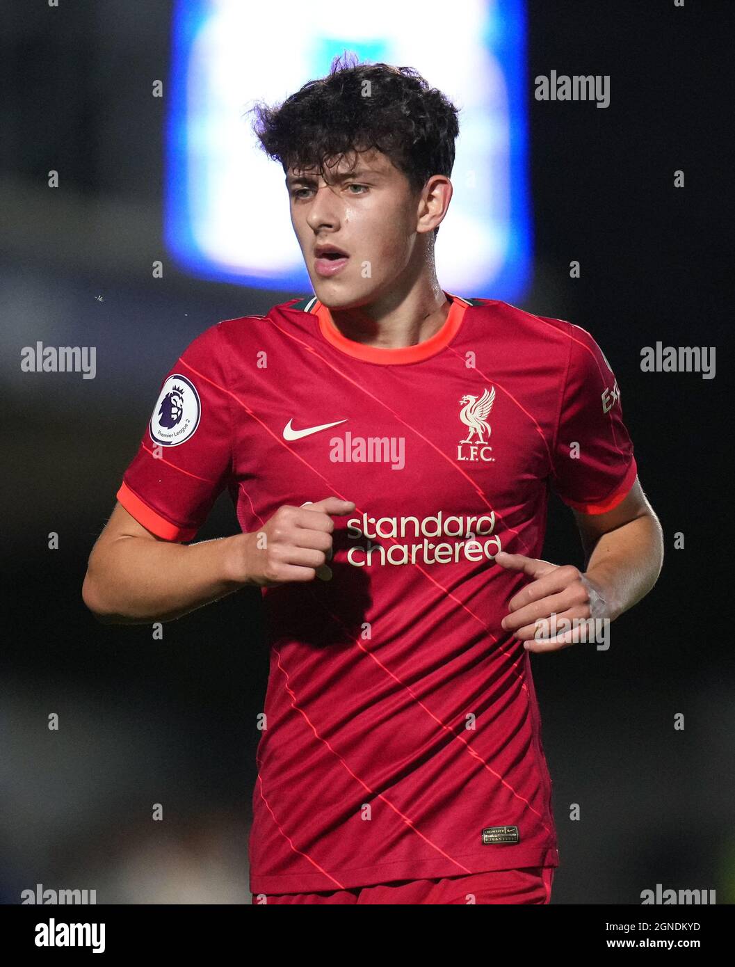 Kingston, UK. 24th Sep, 2021. Owen Beck of Liverpool U23 during the ...