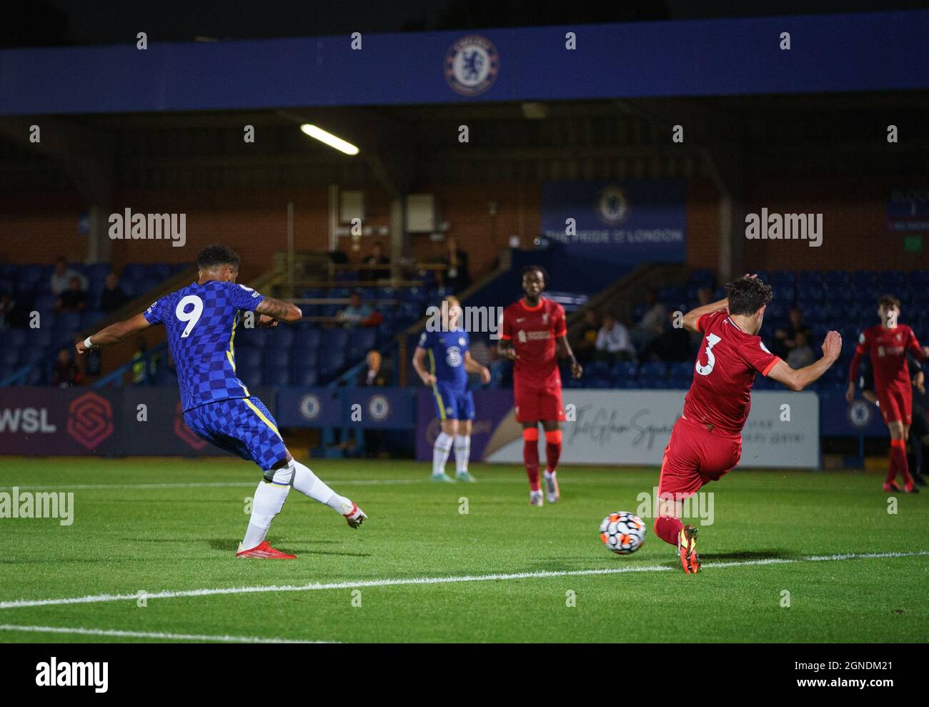 Kingston, UK. 24th Sep, 2021. Bryan Fiabema of Chelsea U23 scores the ...