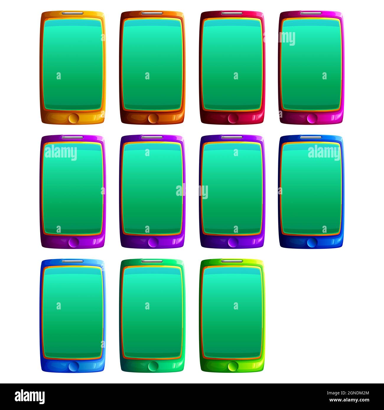 Group of cell phones of various colors Stock Photo - Alamy