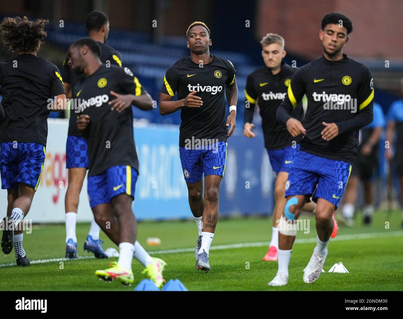 Kingston, UK. 24th Sep, 2021. Charly Musonda of Chelsea U23 warms up ...