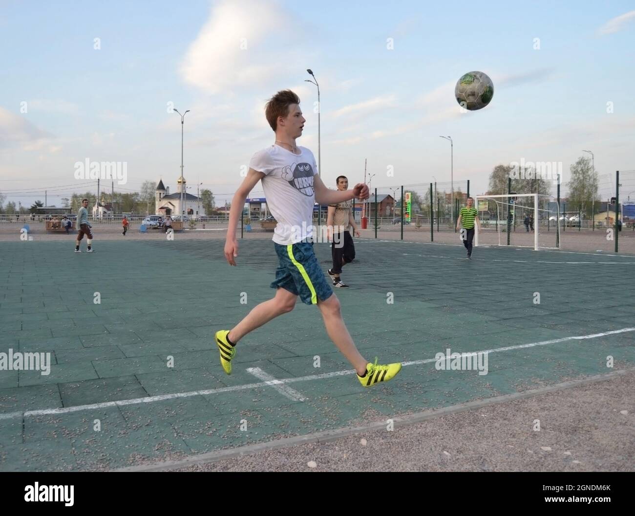 Kovrov, Russia. 1 May 2017. Teens (local residents) and mans (residents ...