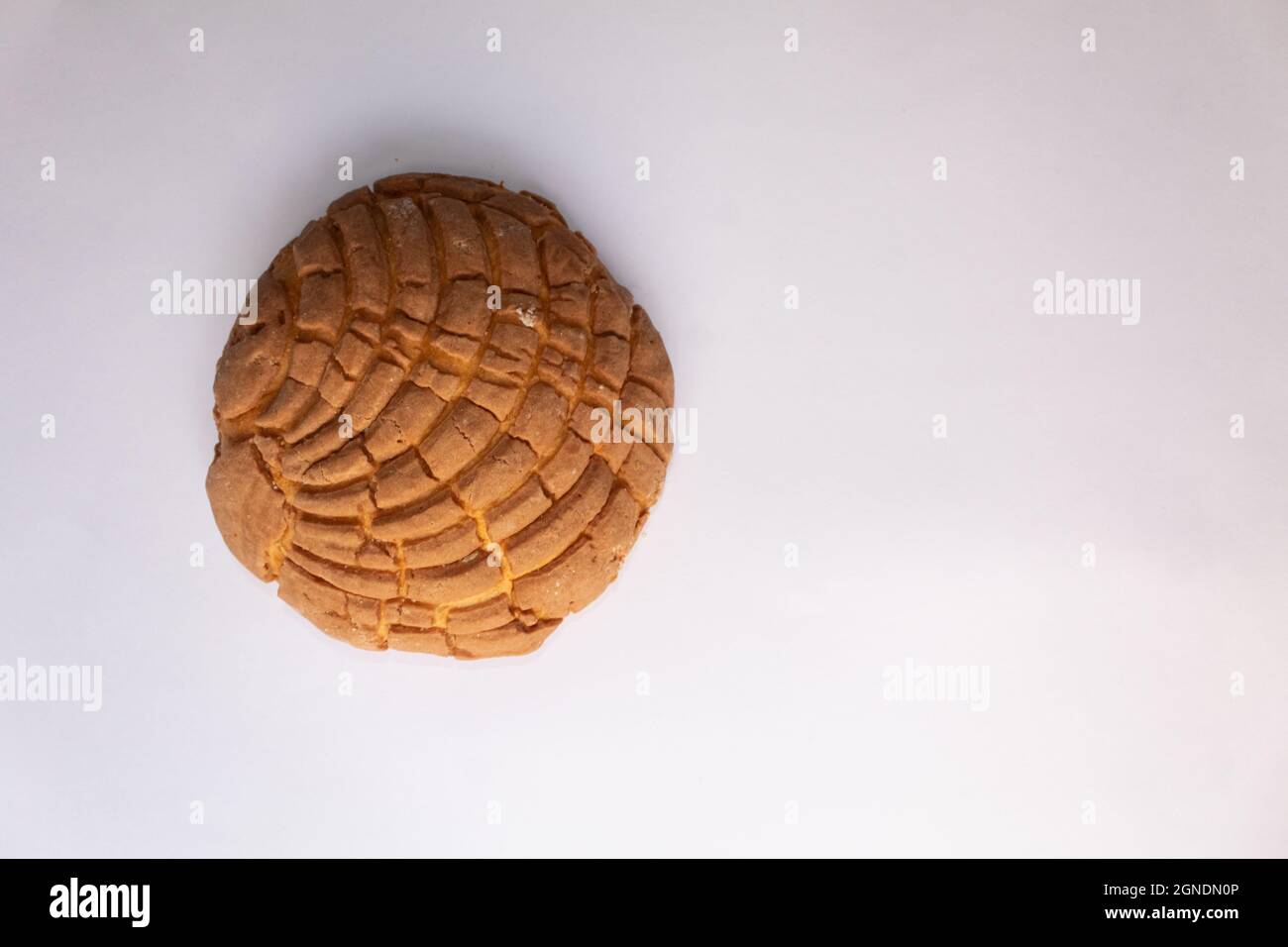top view of a delicious traditional Mexican sweet bread called concha ...