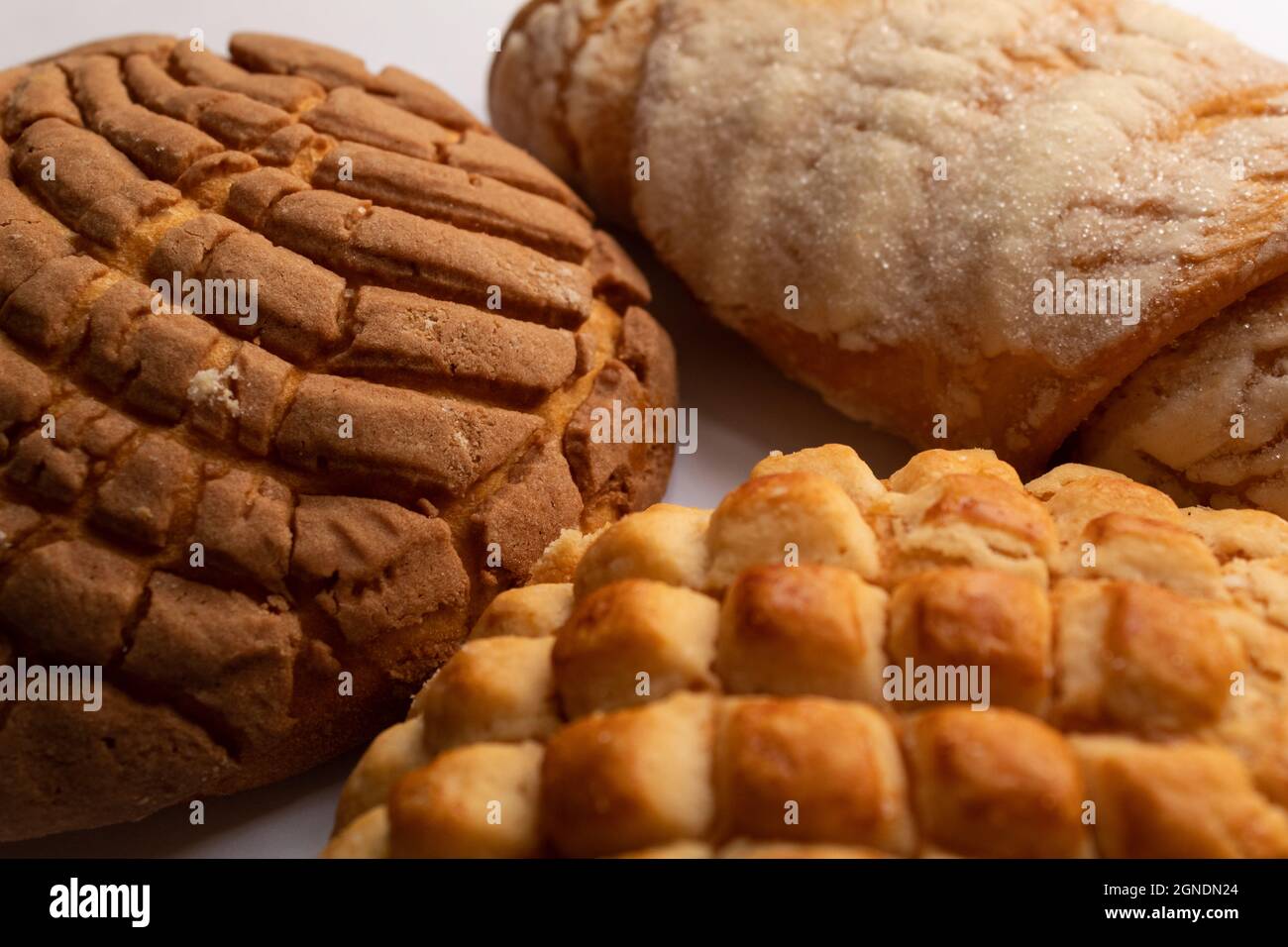 close up of various delicious traditional Mexican sweet breads Stock ...
