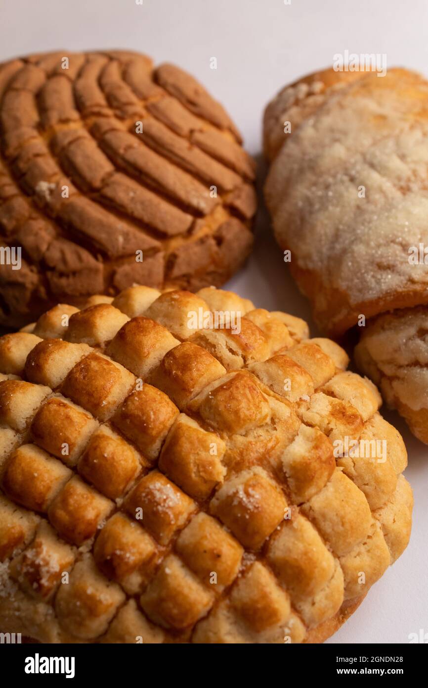 close up of various delicious traditional Mexican sweet breads Stock ...