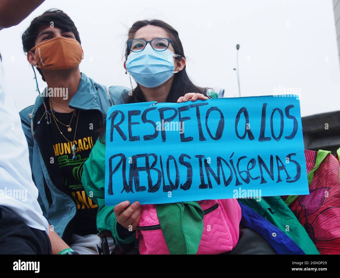 Lima, Peru. 24th Sep, 2021. Group of demonstrators with a banner that ...