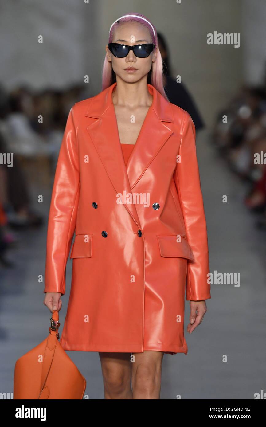 Model walks on the runway at the Max Mara fashion show during Spring ...