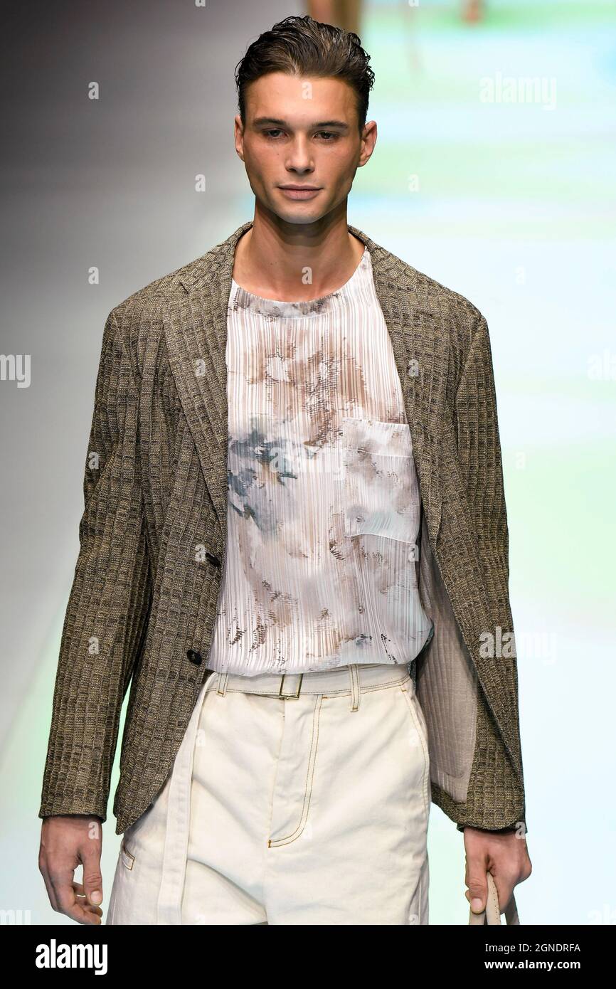 Milan, Italy. 23rd Sep, 2021. EMPORIO ARMANI SS22 runway during Milan ...
