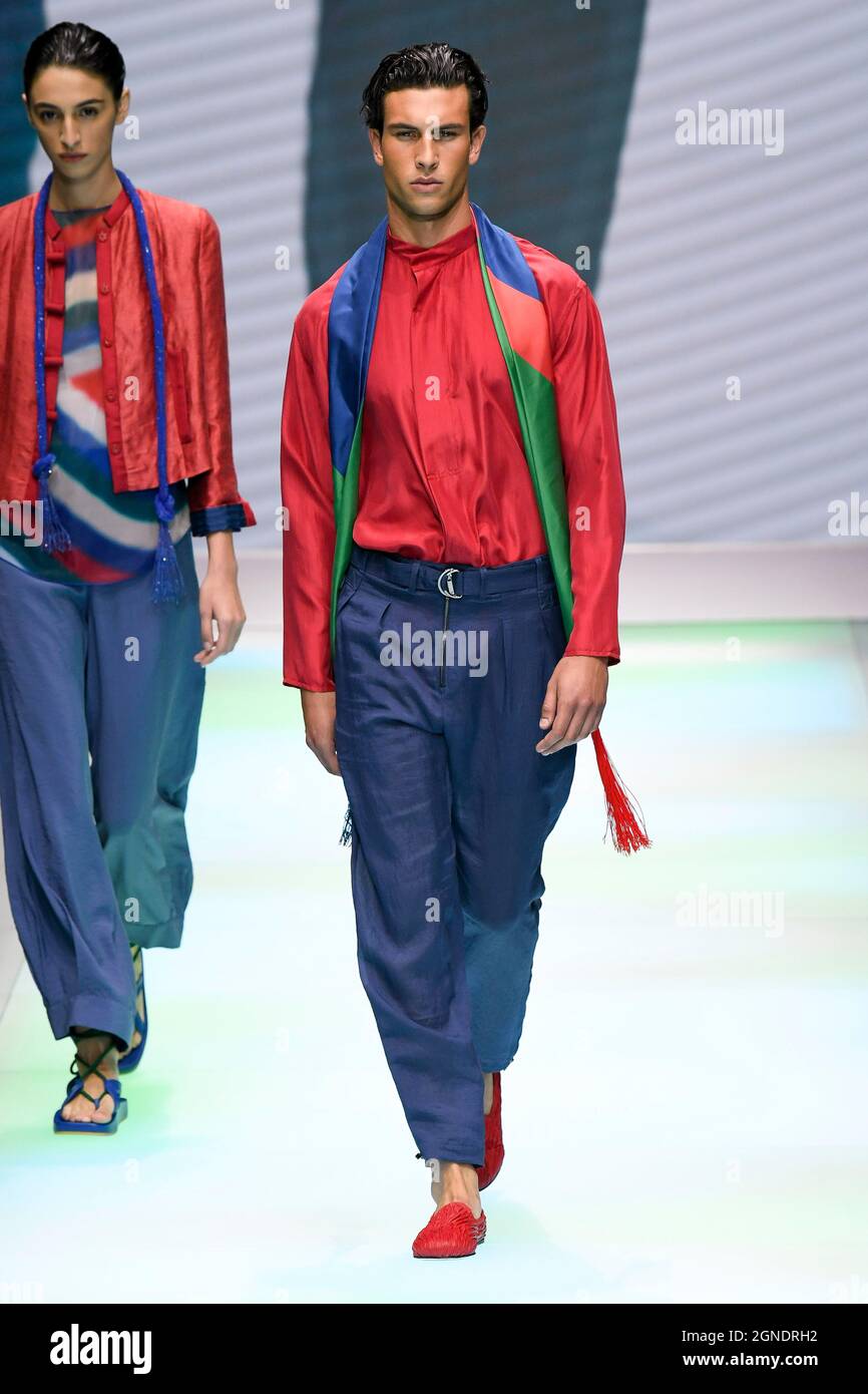 Milan, Italy. 23rd Sep, 2021. EMPORIO ARMANI SS22 runway during Milan ...