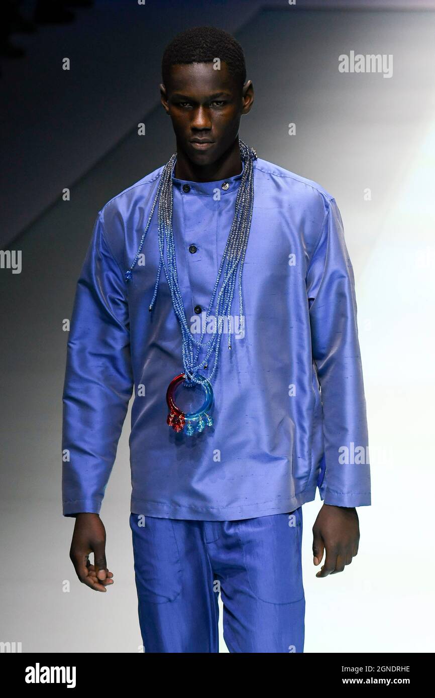 Milan, Italy. 23rd Sep, 2021. EMPORIO ARMANI SS22 runway during Milan ...