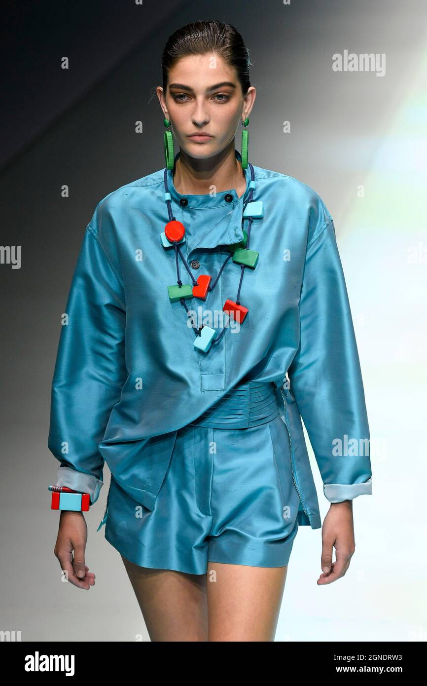 Milan, Italy. 23rd Sep, 2021. EMPORIO ARMANI SS22 runway during Milan ...