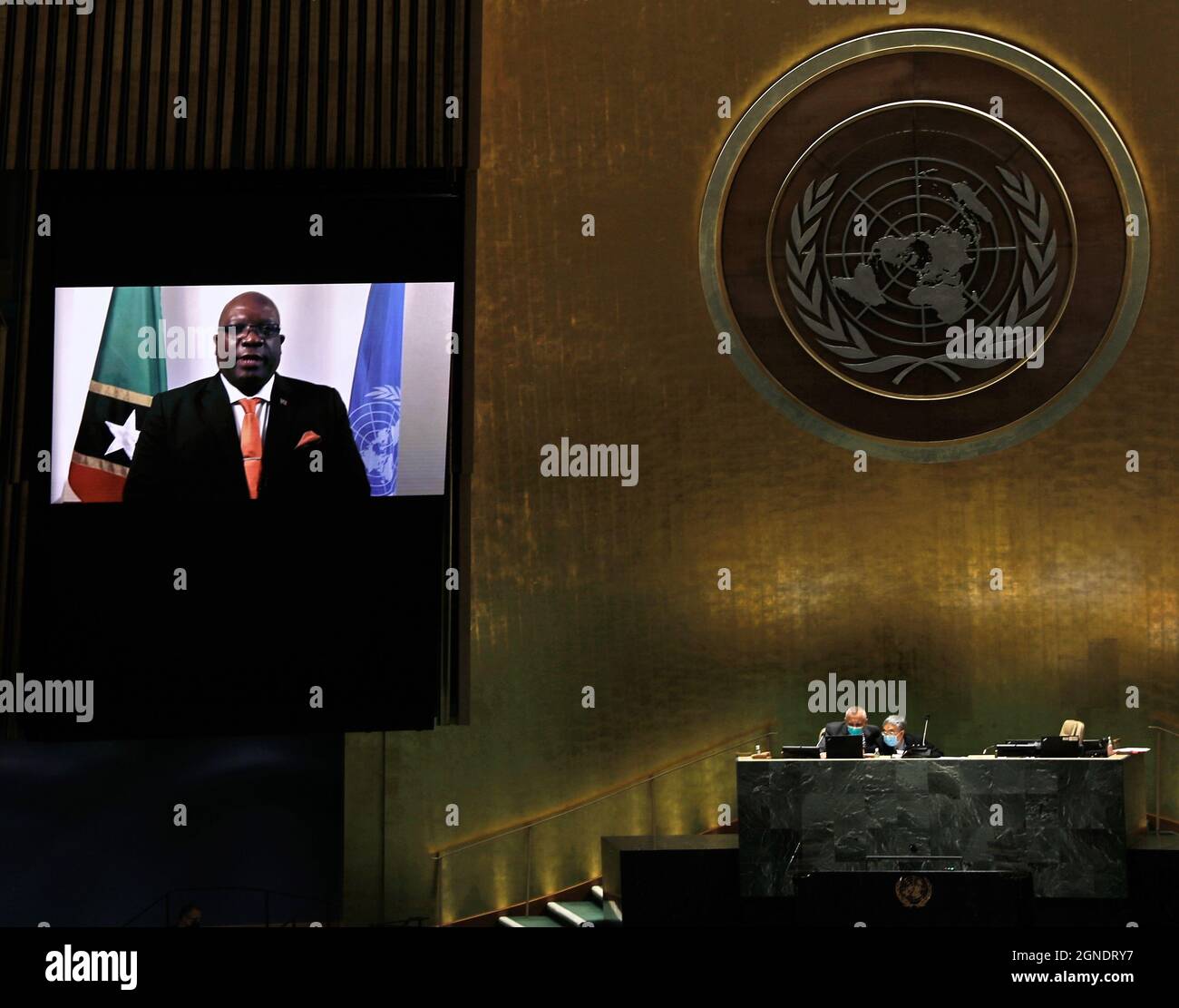 New York, USA. 24th Sep, 2021. Prime Minister of Saint Kitts and Nevis ...