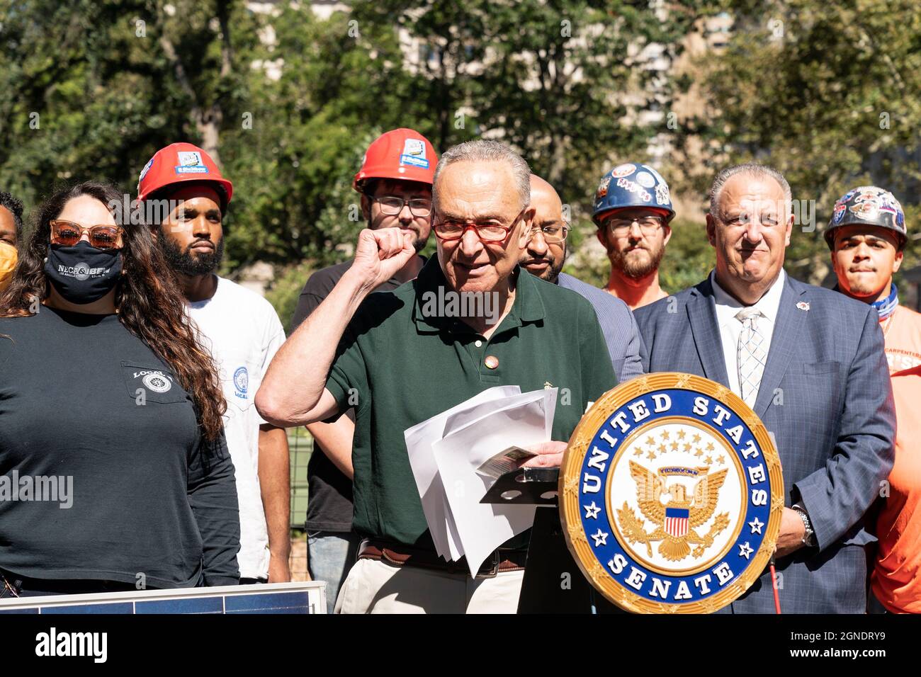 New York, USA. 24th Sep, 2021. U. S. Senator Schumer, Labor, and ...