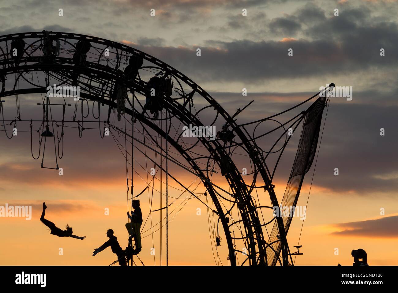 Trapeze artists from French circus group, Cirk Vost, rehearse for the ...
