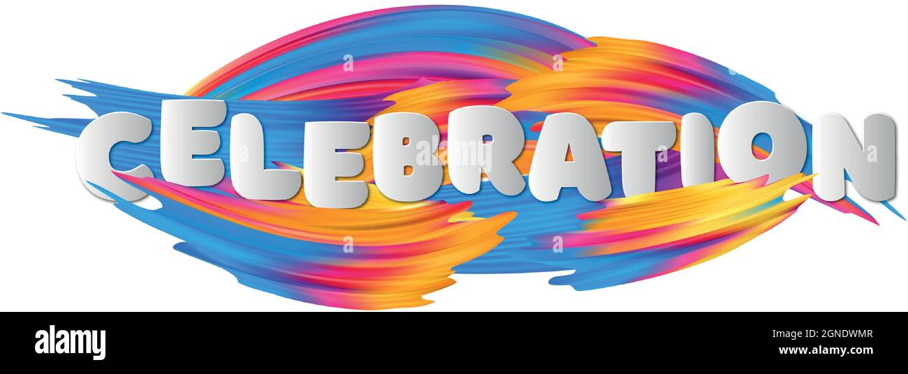 Stylish bright creative text CELEBRATION on a white background - Vector ...