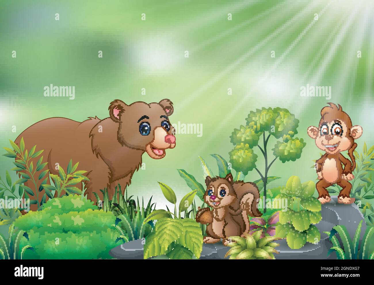 Nature scene with wild animals cartoon Stock Vector Image & Art - Alamy