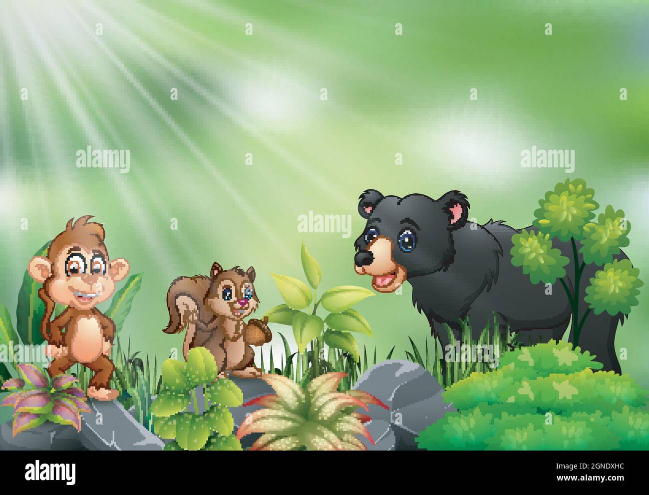 Nature scene with wild animals cartoon Stock Vector Image & Art - Alamy