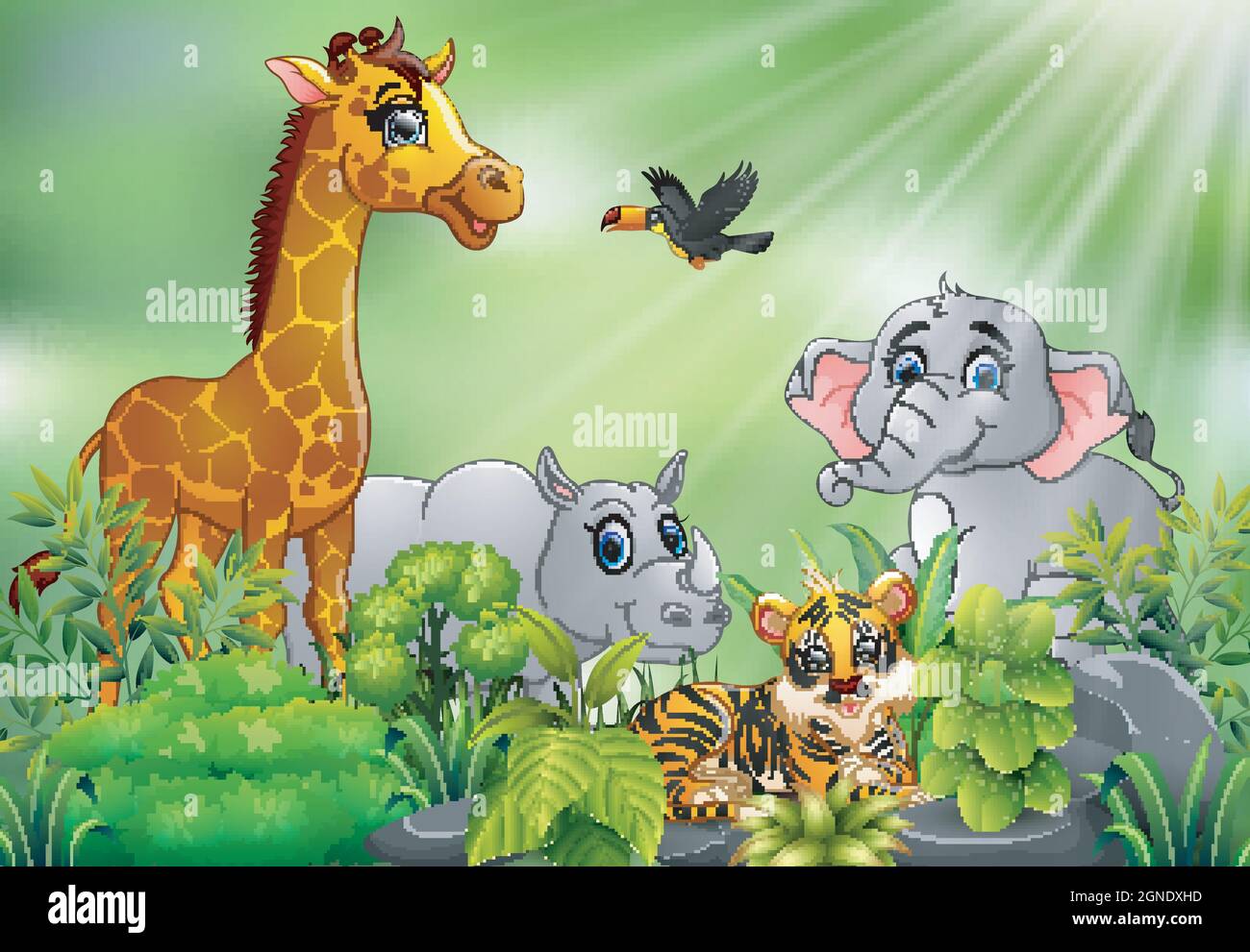 Nature scene with wild animals cartoon Stock Vector Image & Art - Alamy