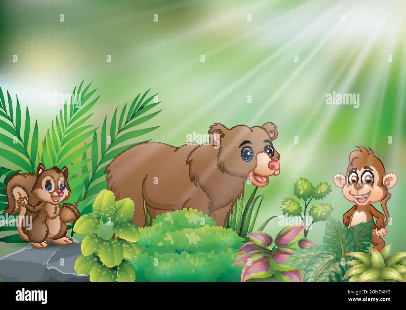 Nature scene with wild animals cartoon Stock Vector Image & Art - Alamy