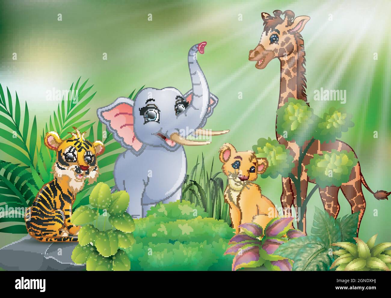Nature scene with wild animals cartoon Stock Vector Image & Art - Alamy
