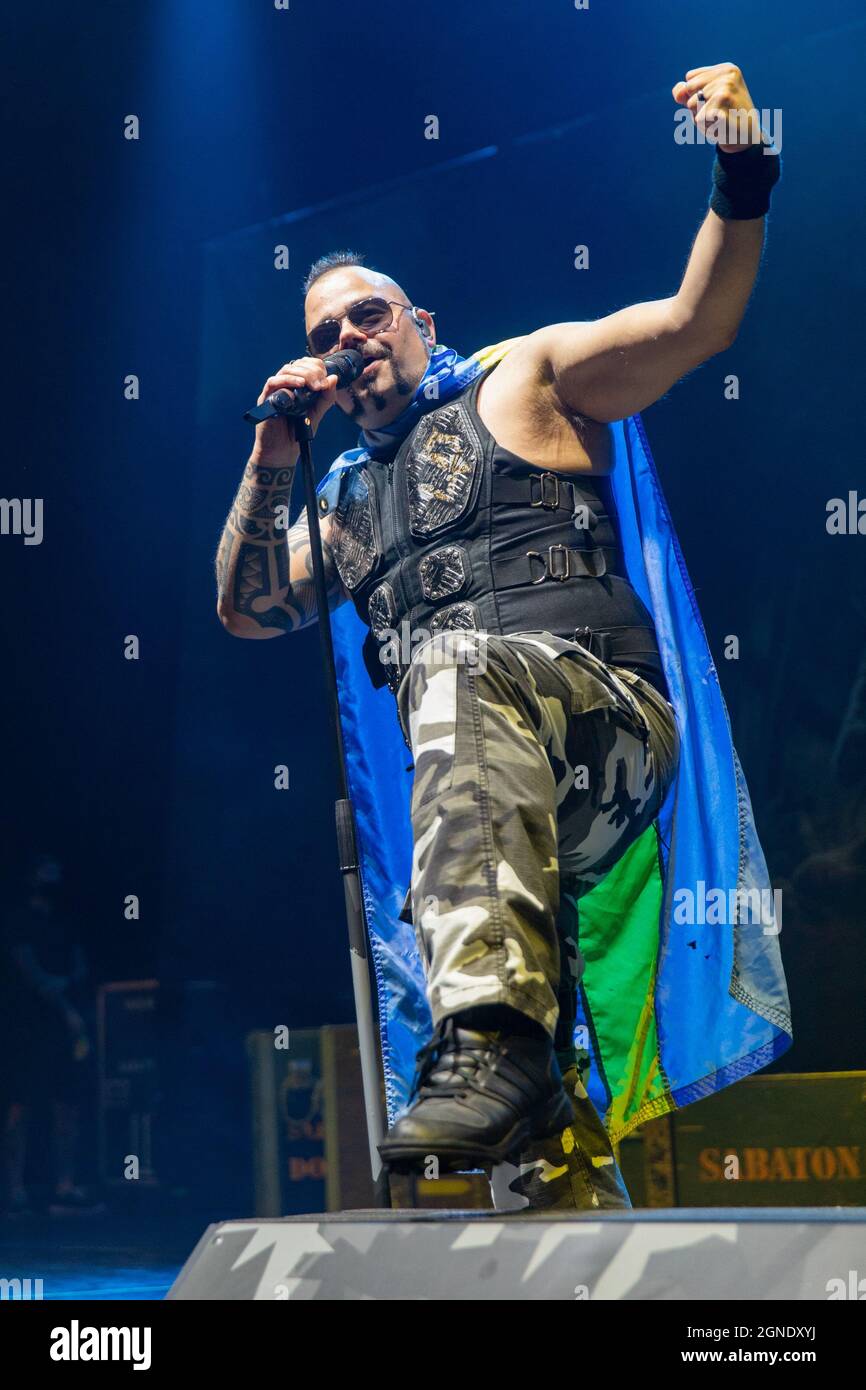Joakim Broden of Sabaton at Miller High Life Theater on September 22 ...