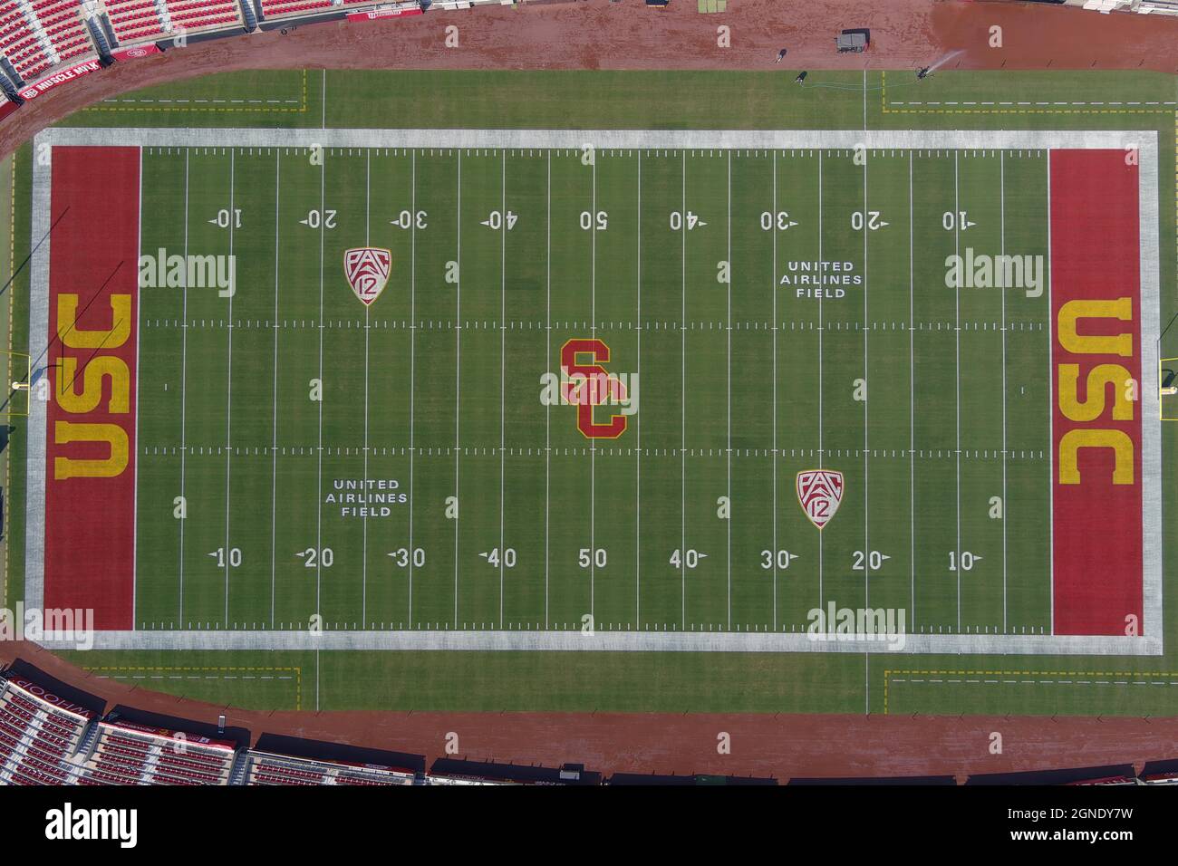 An aerial view of the Southern California Trojans and Pac-12 Conference ...