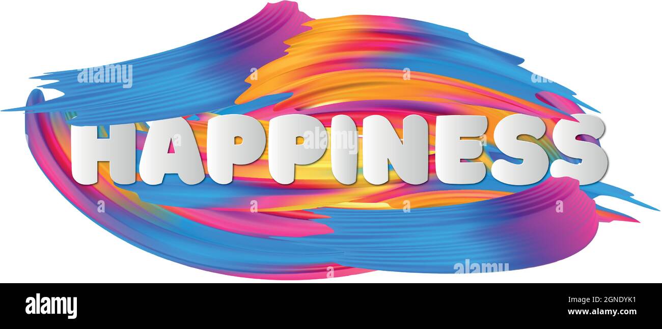 Stylish bright creative text HAPPINESS on white background - Vector ...