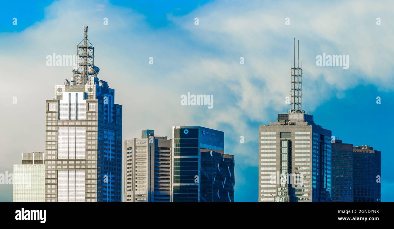 Architectural detail from the modern city skyline of Melbourne ...