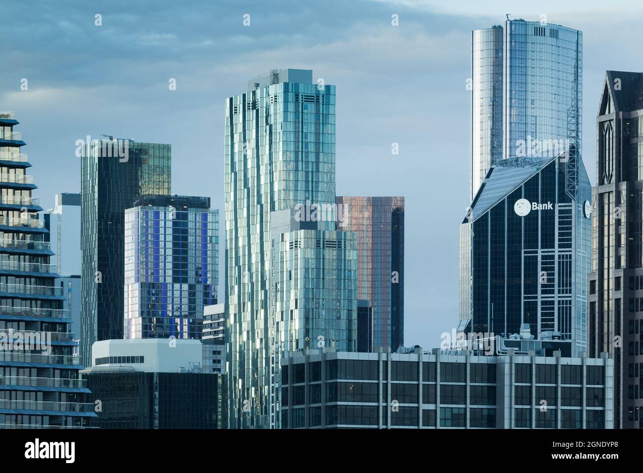 Architectural detail from the modern city skyline of Melbourne ...