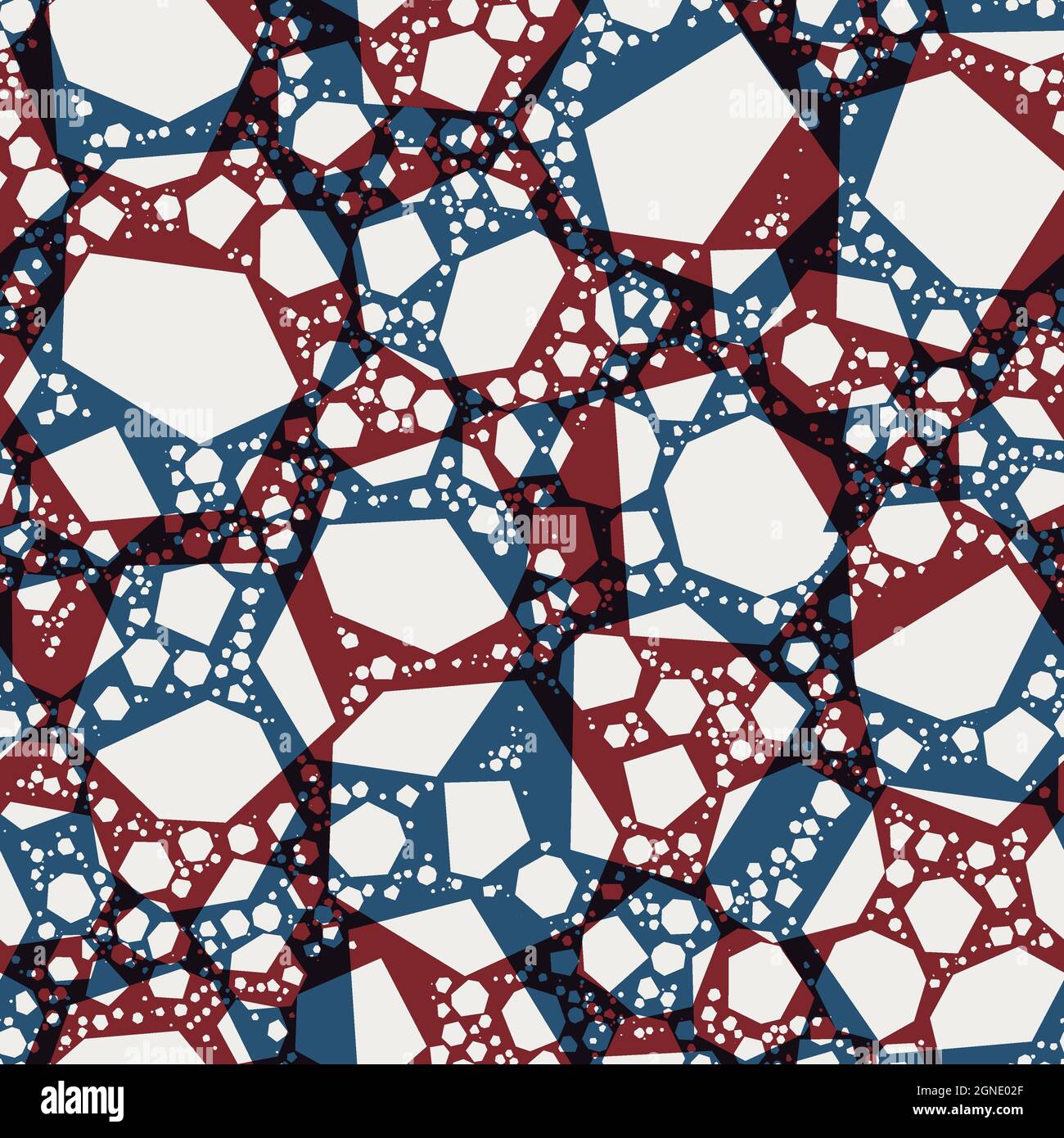 Seamless red and blue overlay circles and shapes pattern for surface ...