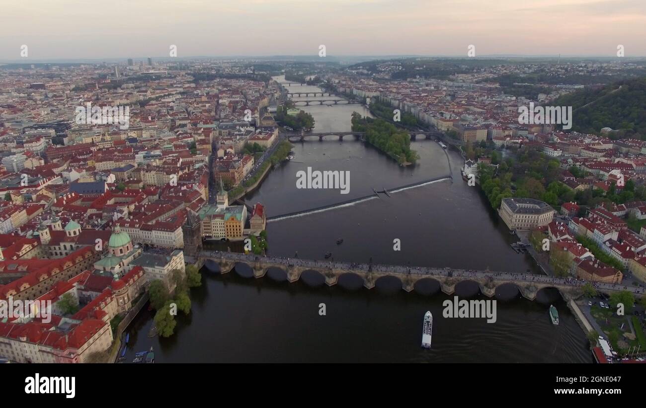 Aerial prague river bridge drone hi-res stock photography and images ...