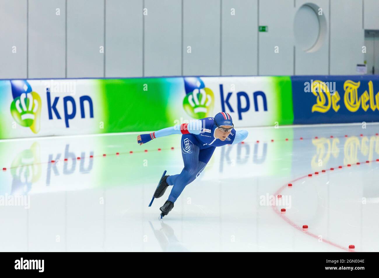 ISU European Speed Skating Championships. Athlete on ice. Classic speed ...