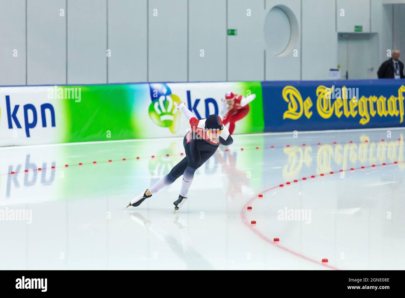 ISU European Speed Skating Championships. Athlete on ice. Classic speed ...